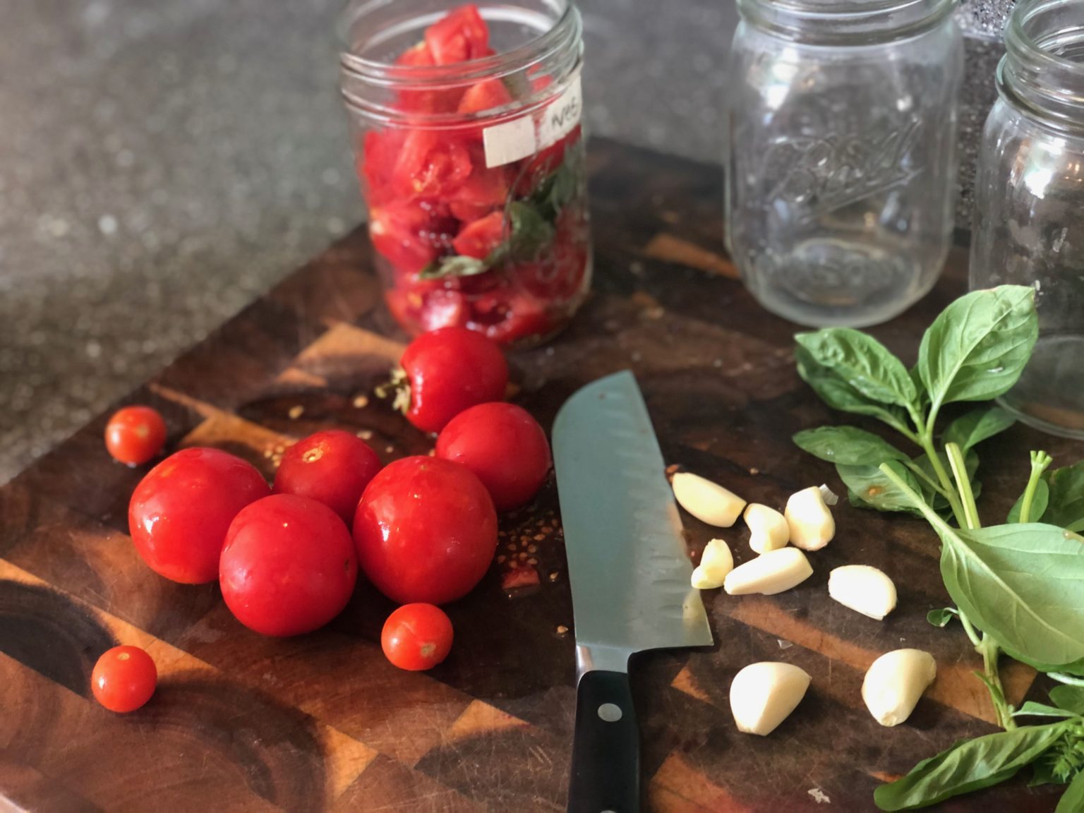 Preserved Tomatoes in Garlic and Basil Oil - The Zero Waste Family®